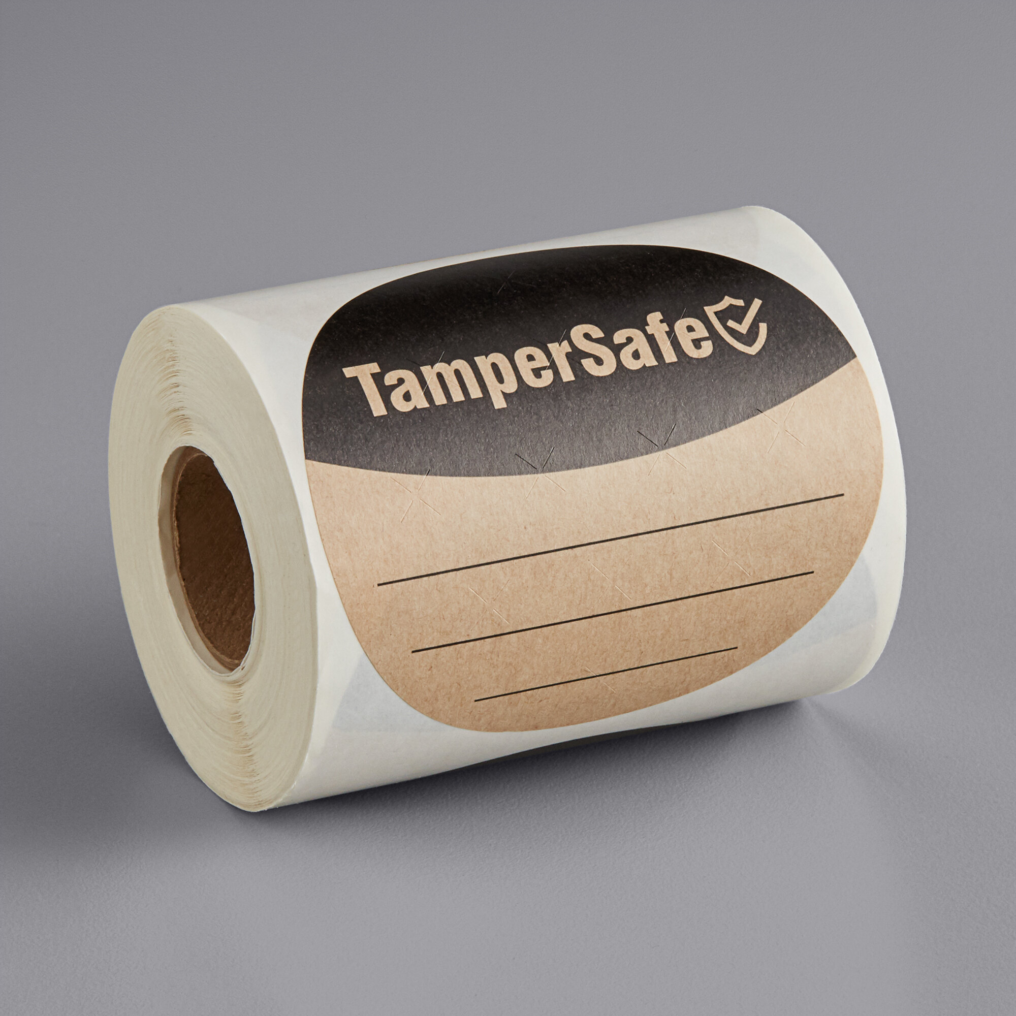 TamperSafe 3" Round Kraft Paper Tamper-Evident Label - 250/Roll