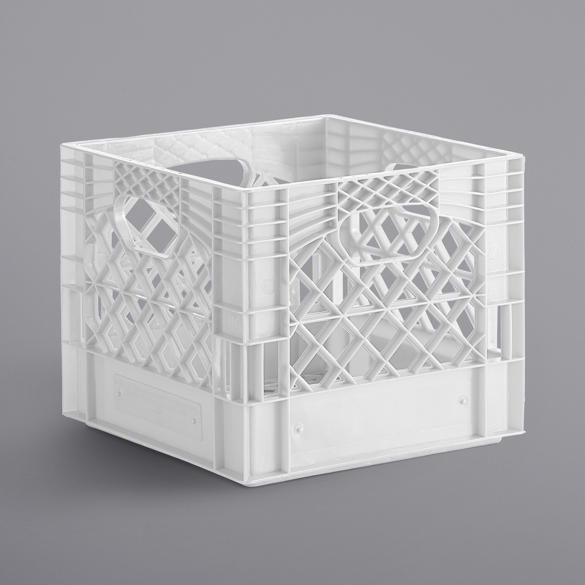 White 16 Qt. Customizable Square Milk Crate - 13" x 13" x 11"