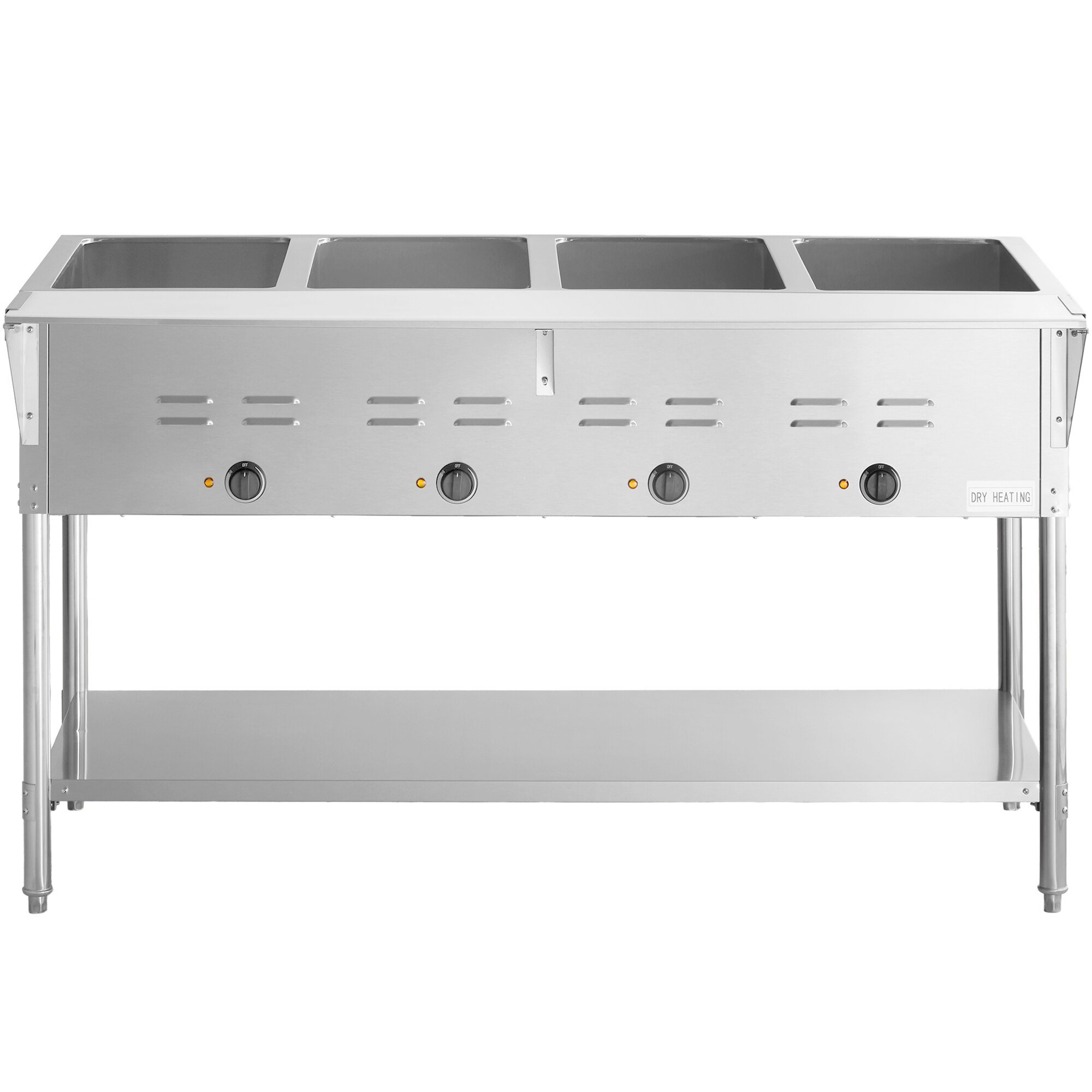 Avantco STE-4SH Four Pan Open Well Electric Steam Table with Undershelf ...