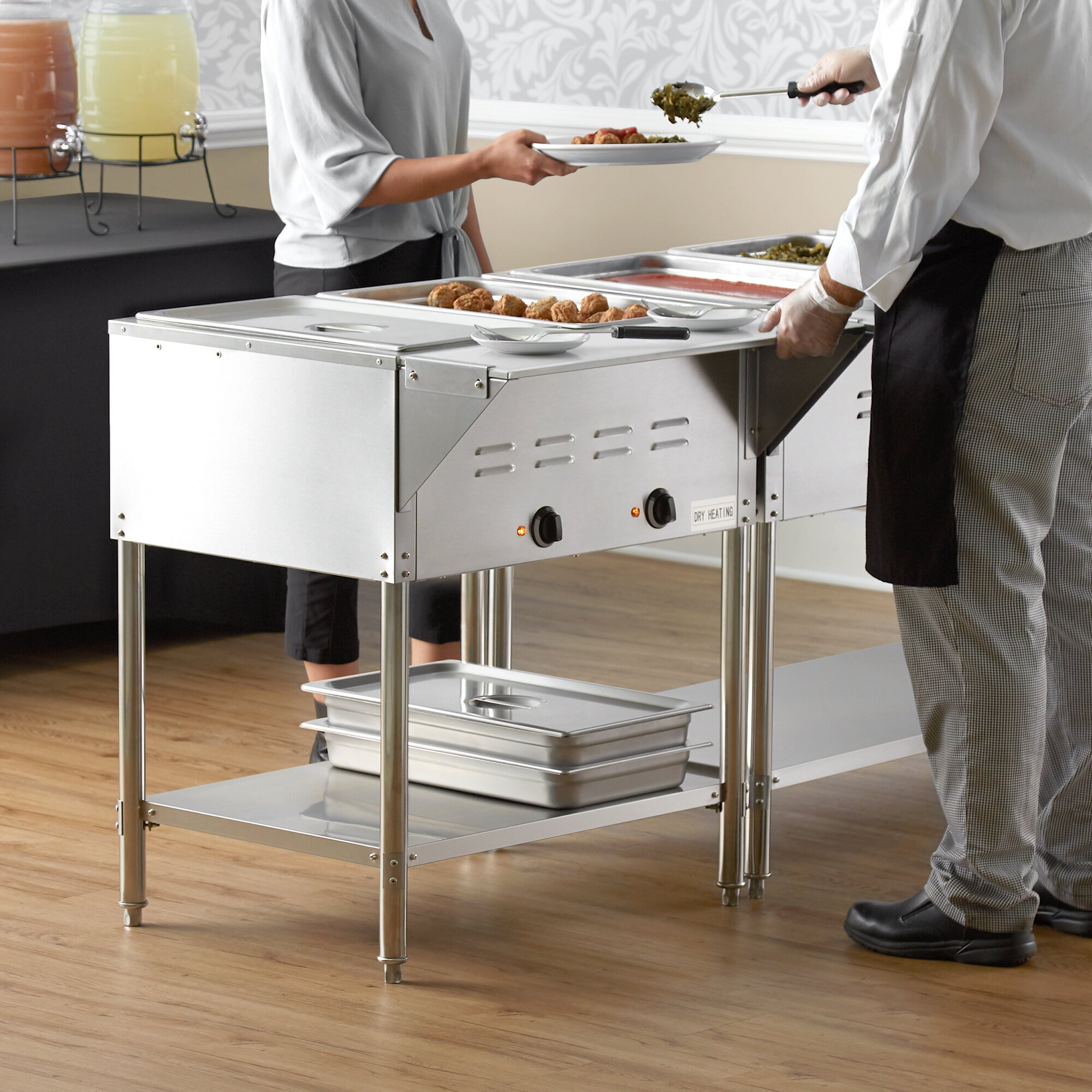 Avantco STE-2S Two Pan Open Well Electric Steam Table with Undershelf ...