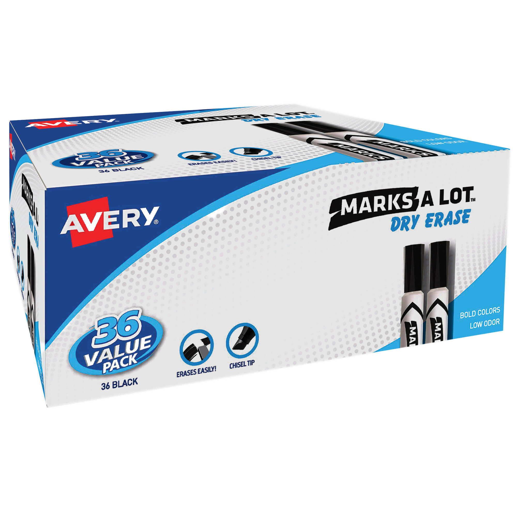 Avery Marks-A-Lot 98207 Black Chisel Tip Desk Style Dry Erase Marker ...