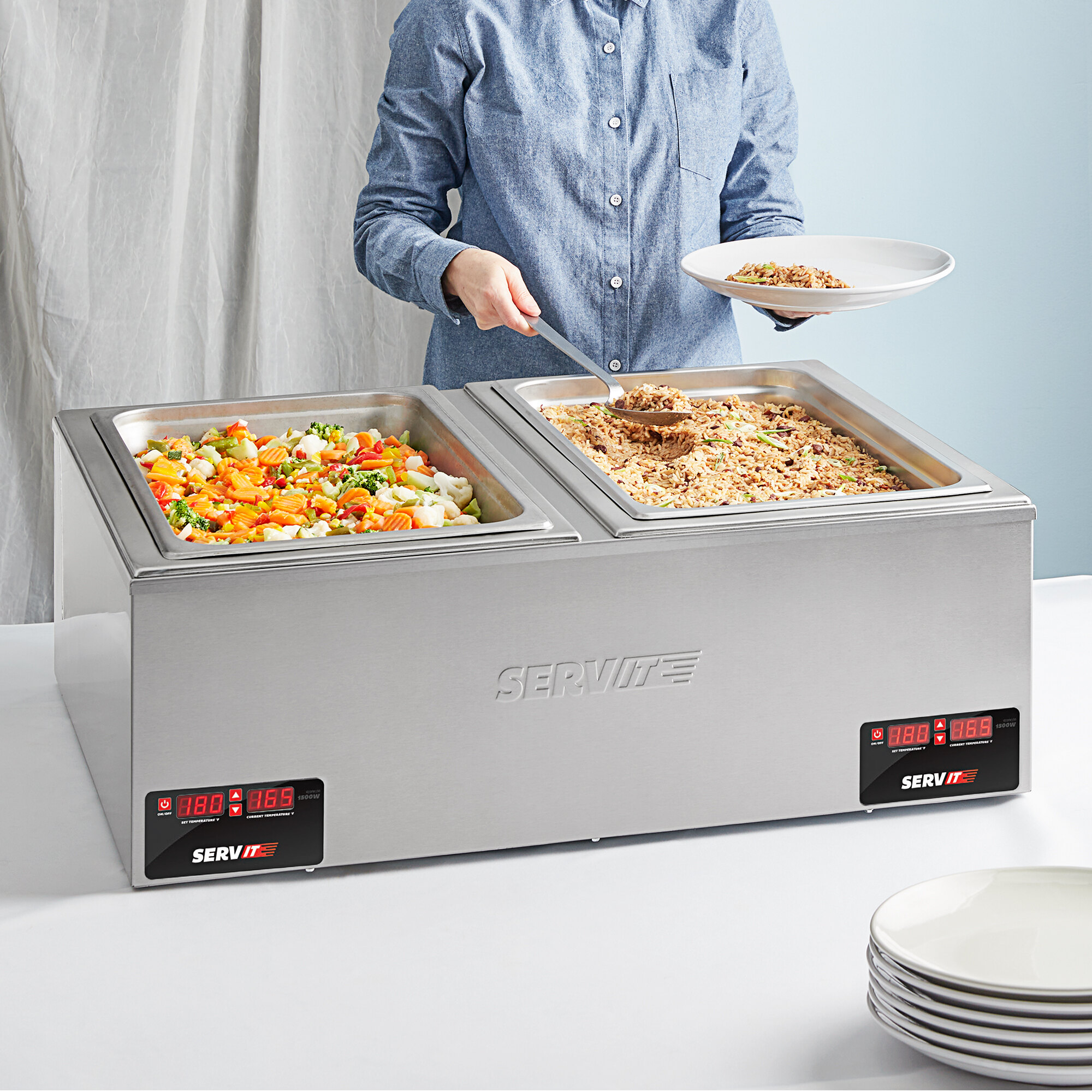 ServIt FW200D 12 X 20 Full Size Dual Well Electric Countertop Food ServIt FW200D 12 X 20 Full Size Dual Well Electric Countertop Food