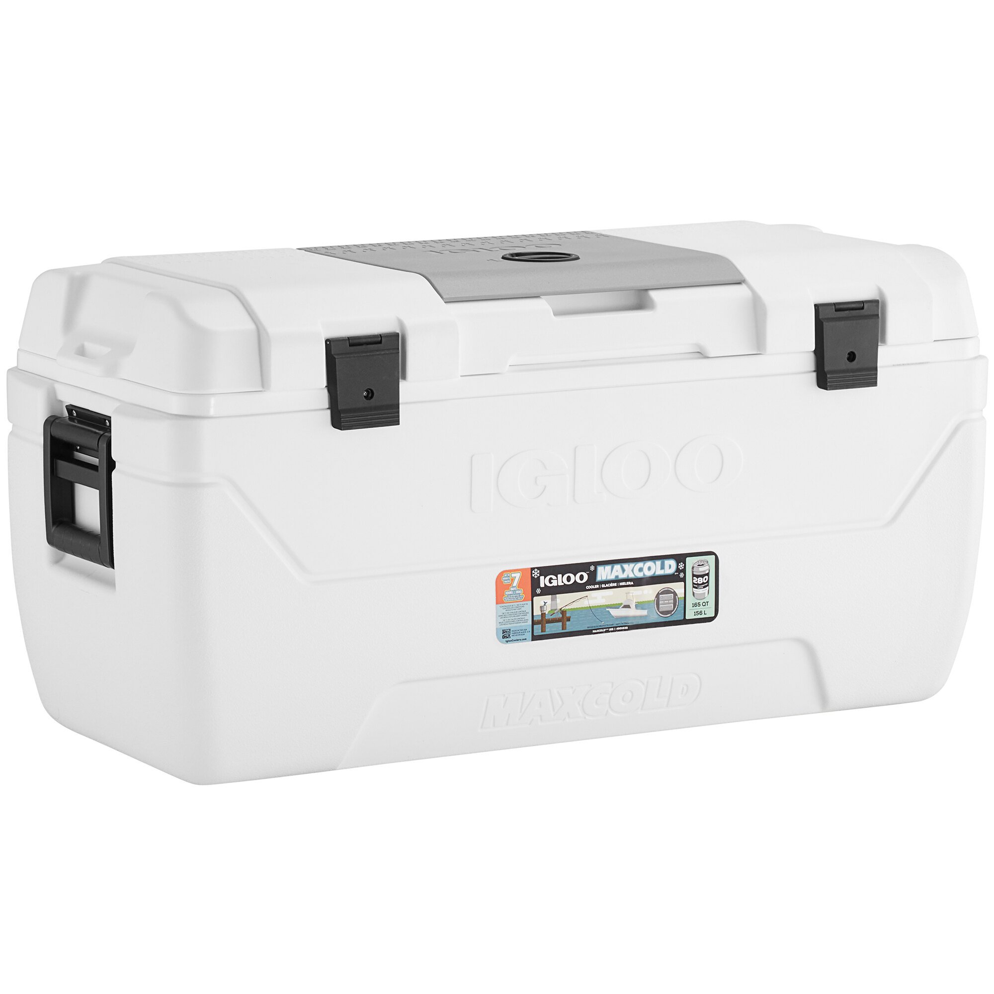 Igloo 50048 MaxCold 165 Qt. White Cooler with Quick-Access Lid Hatch ...