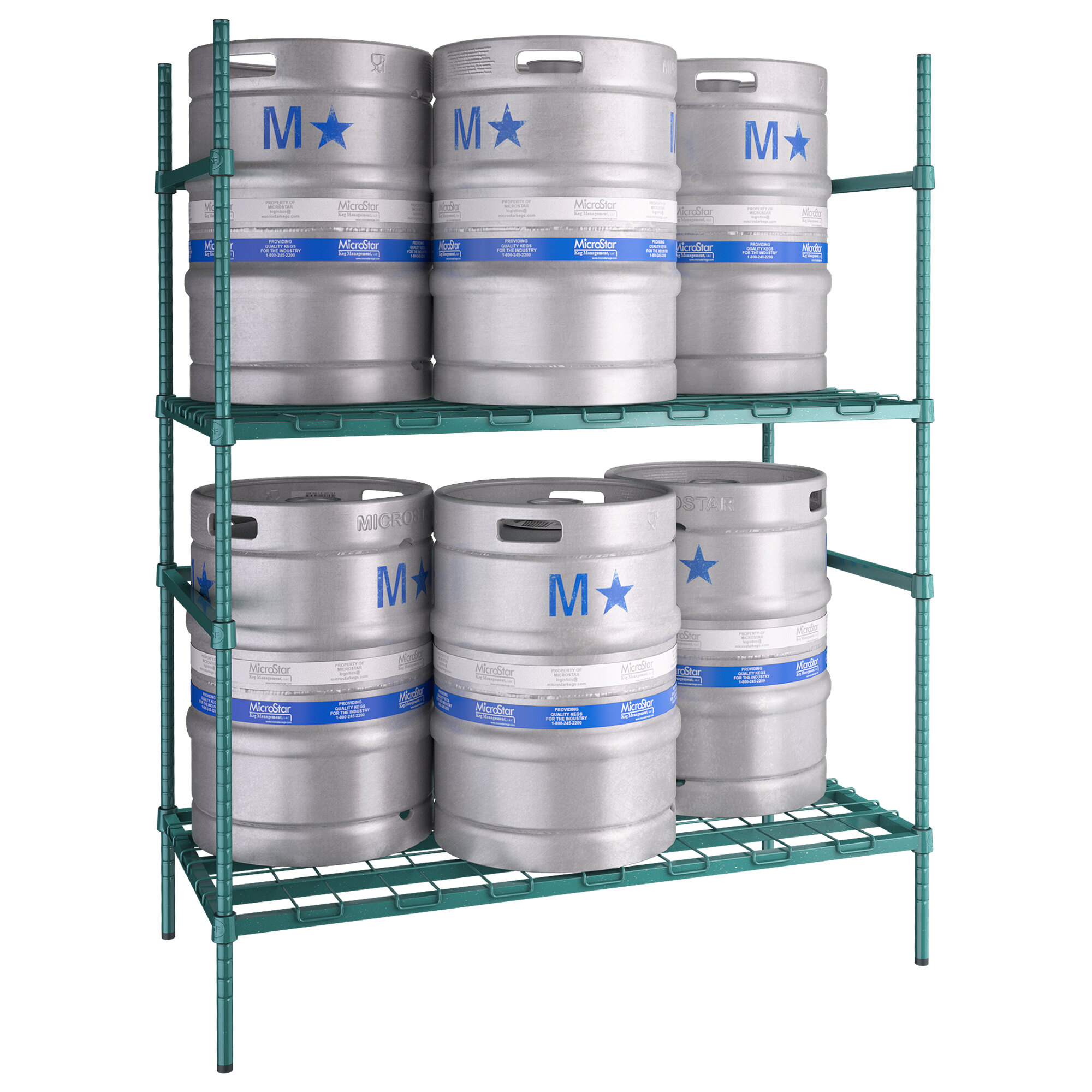 Regency 6 Keg Green Epoxy Keg Rack - 24" x 48" x 64"