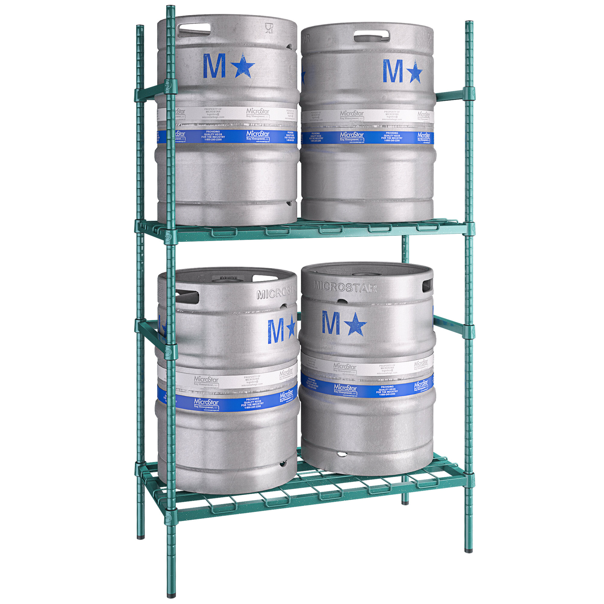 Regency 4 Keg Green Epoxy Keg Rack - 18" x 36" x 64"
