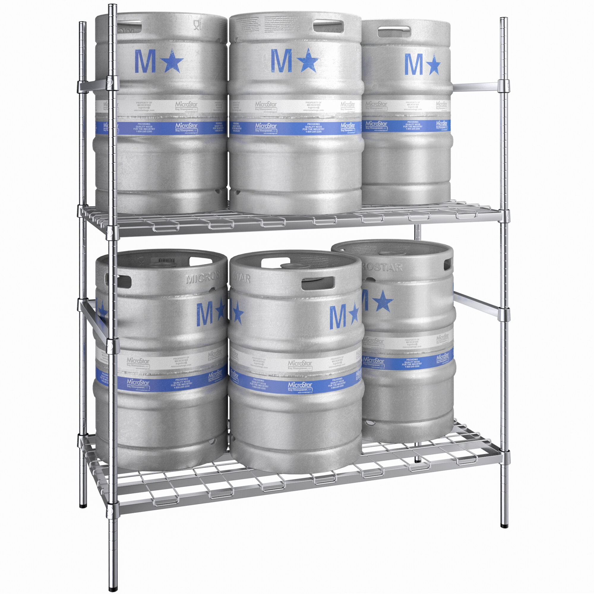 Regency 6 Keg Chrome Keg Rack - 24" x 48" x 64"
