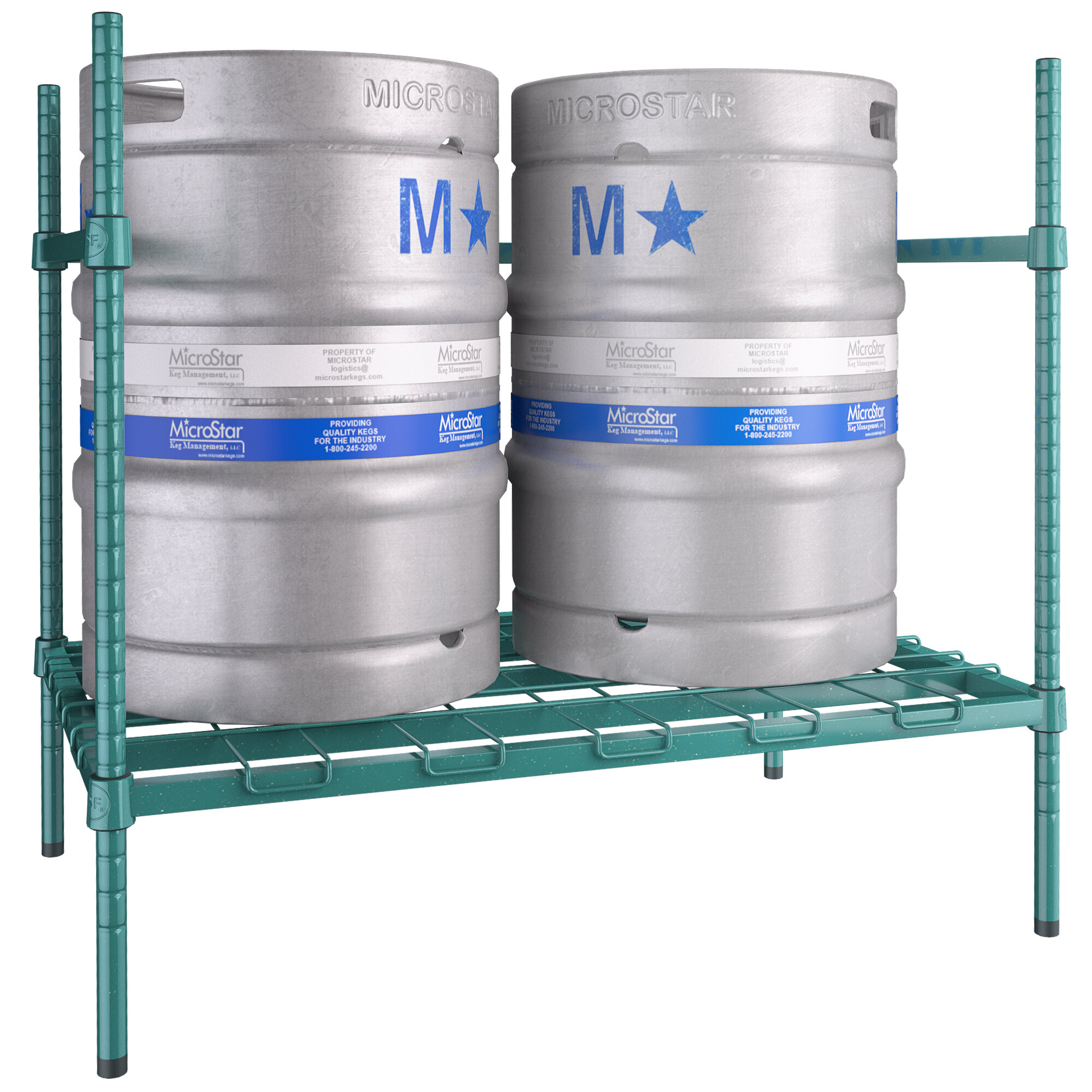 Regency 2 Keg Green Epoxy Keg Rack - 24" x 36" x 34"