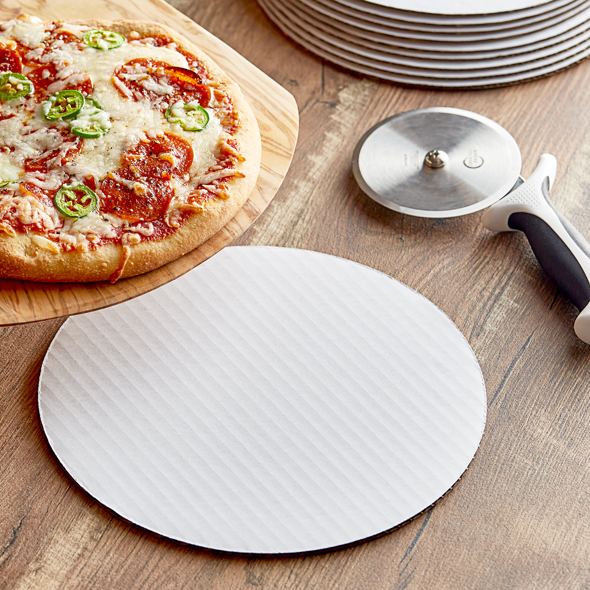 10" White Corrugated Pizza Circle - 25/Pack