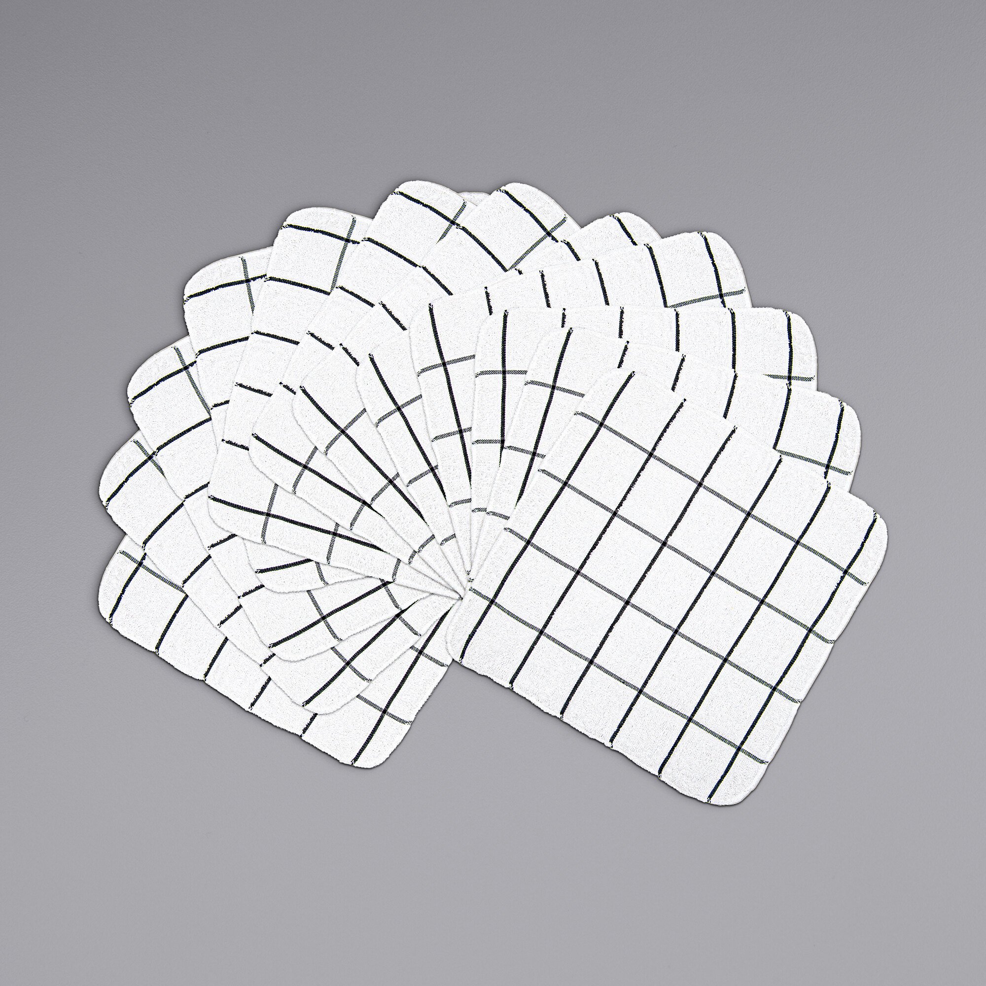 12" x 12" Black Windowpane Pattern 16 oz. 100% Cotton Terry Dish Cloth ...