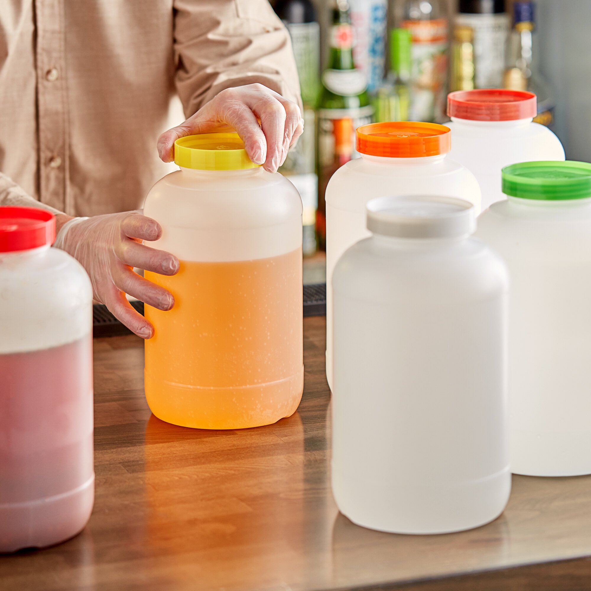 Choice 1 Gallon Backup Container Set with Assorted Color Caps