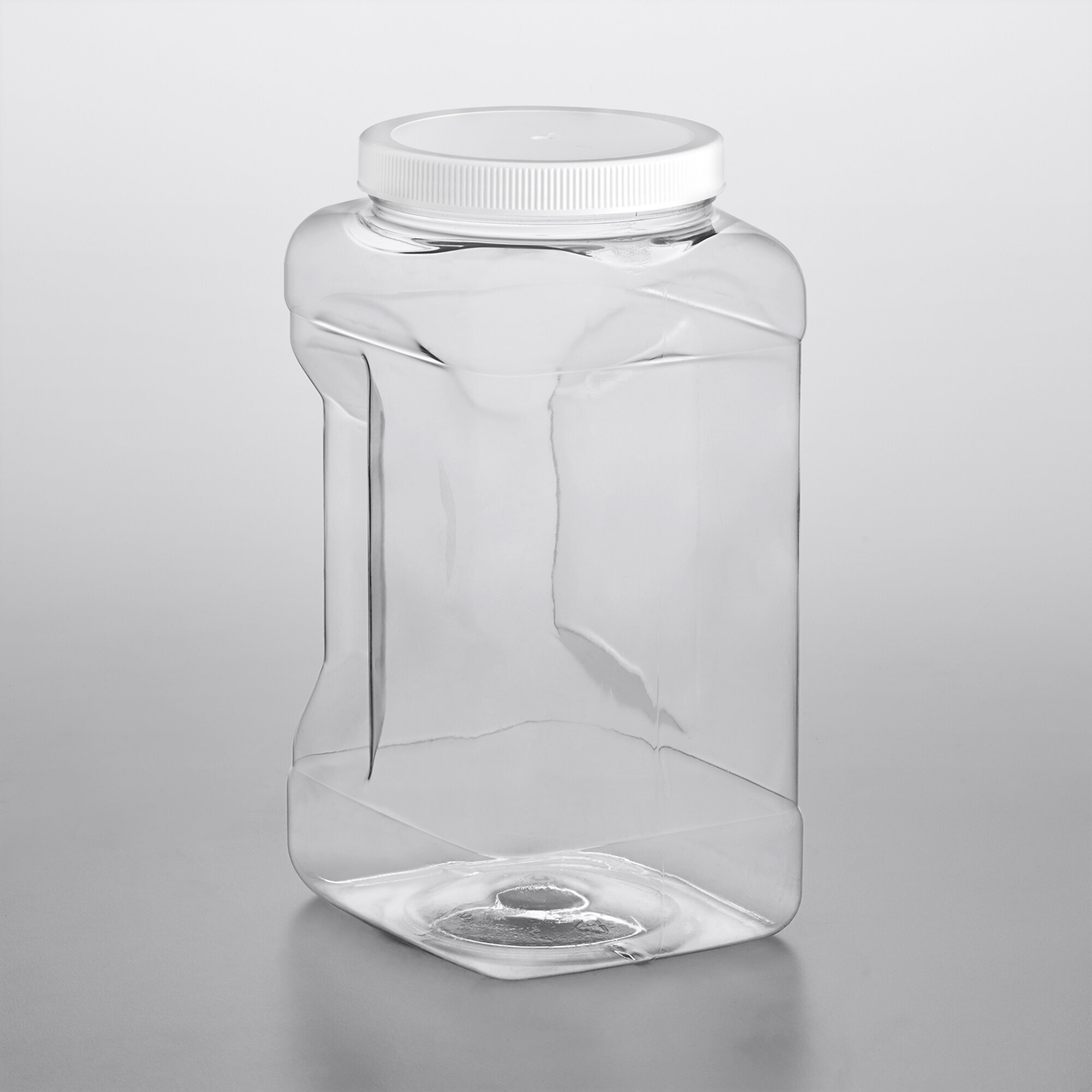 1 Gallon Square PET Plastic Jar with White Lid