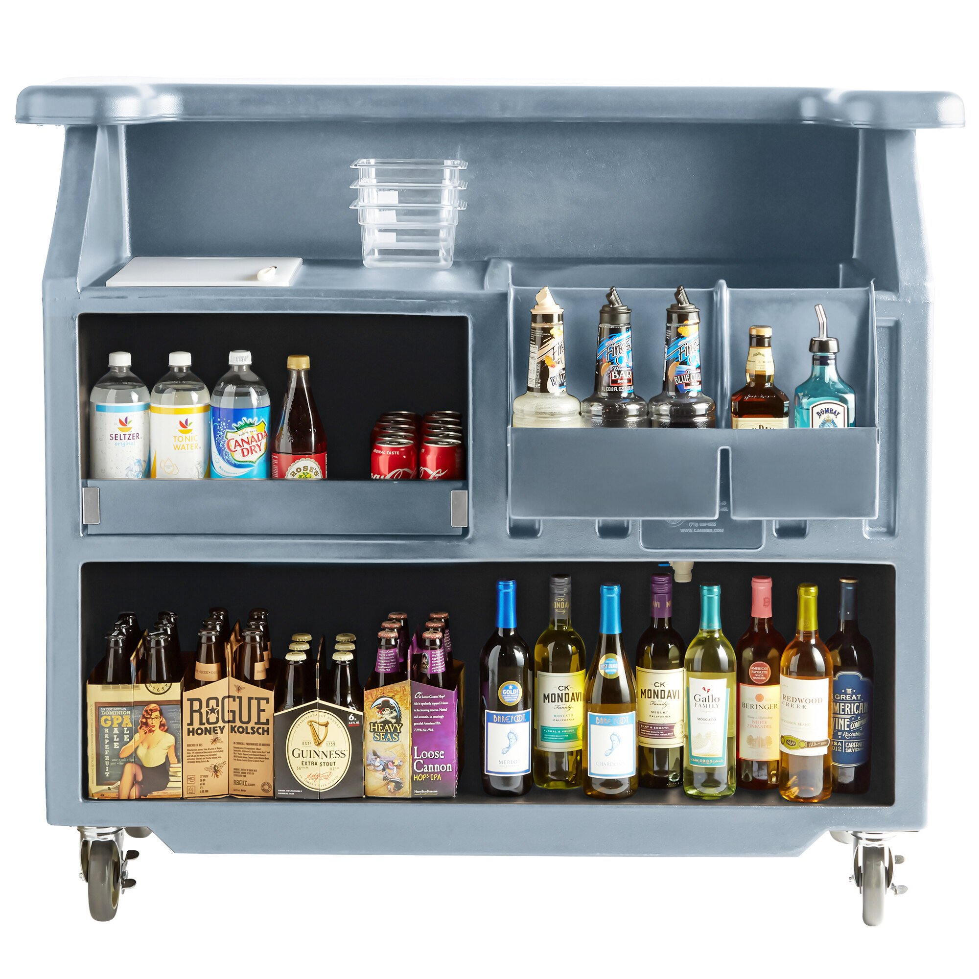 Cambro BAR540401 Cambar® Slate Blue 54" Portable Bar with 5-Bottle ...