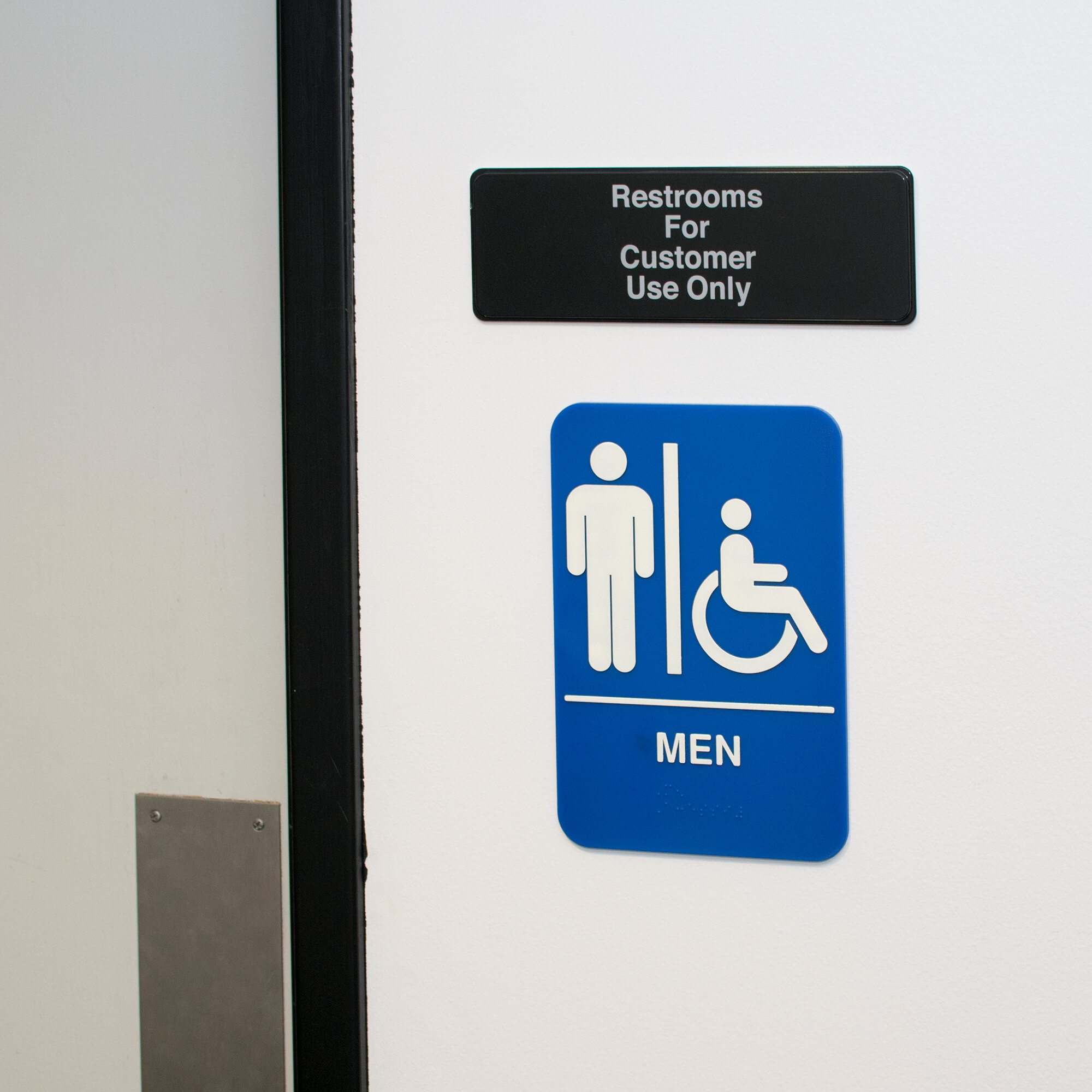 Restrooms For Customer Use Only Sign - Black and White, 9" x 3"