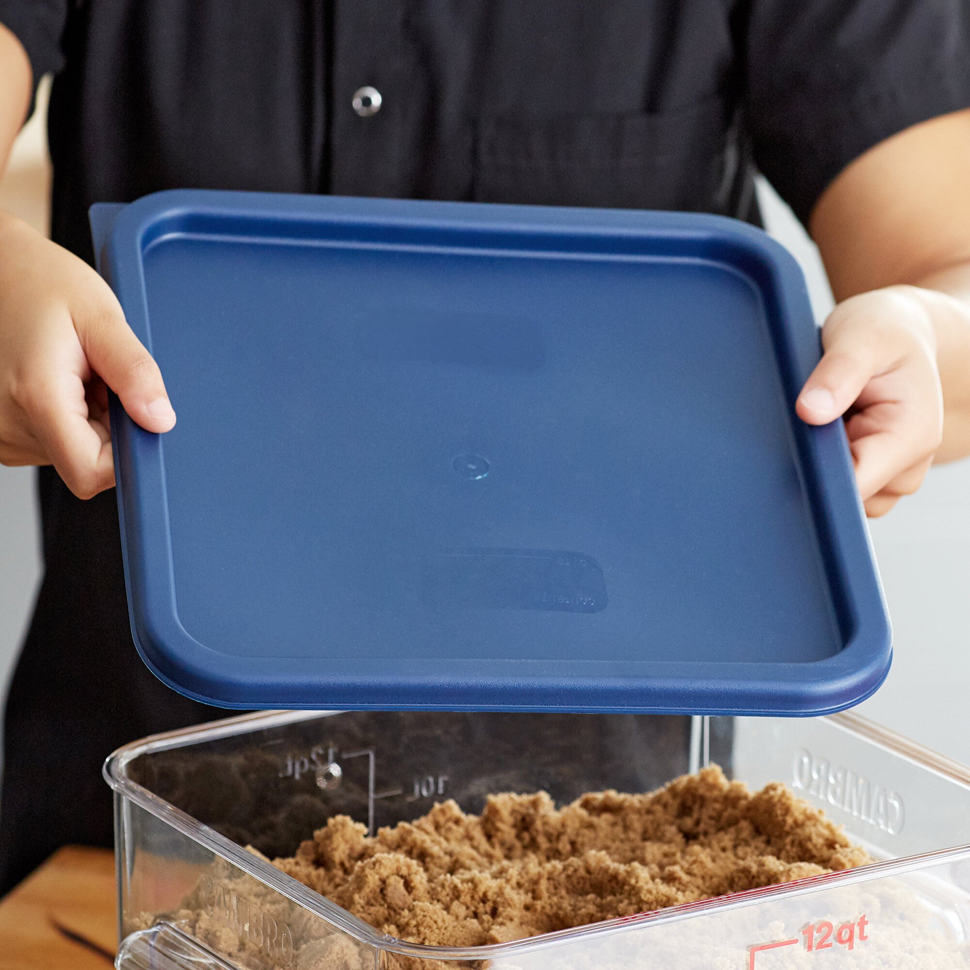 Cambro SFC12453 Midnight Blue Square Polyethylene Lid for 12, 18, and ...