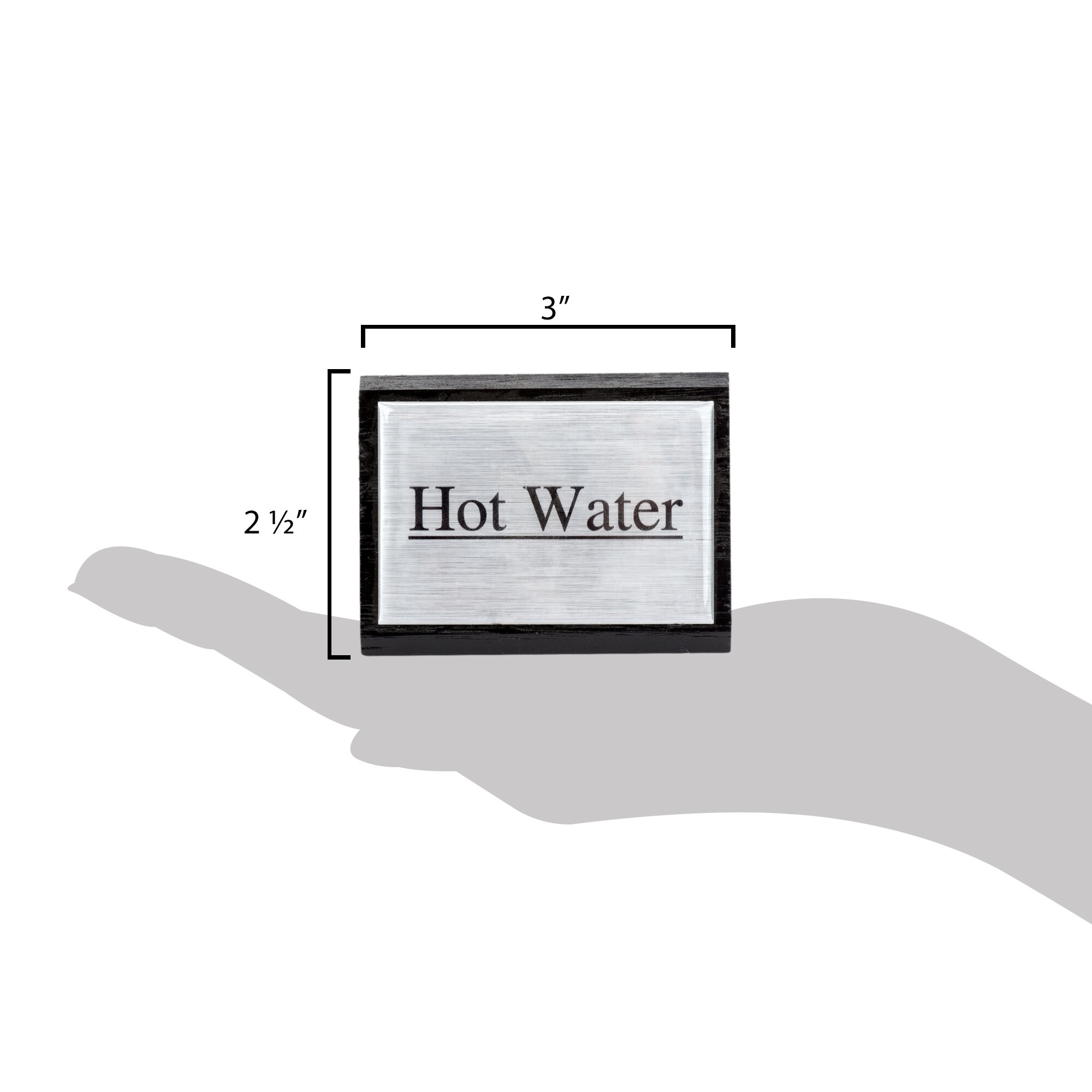 American Metalcraft SIGNW5 3" x 2 1/2" Black Wood "Hot Water" Sign