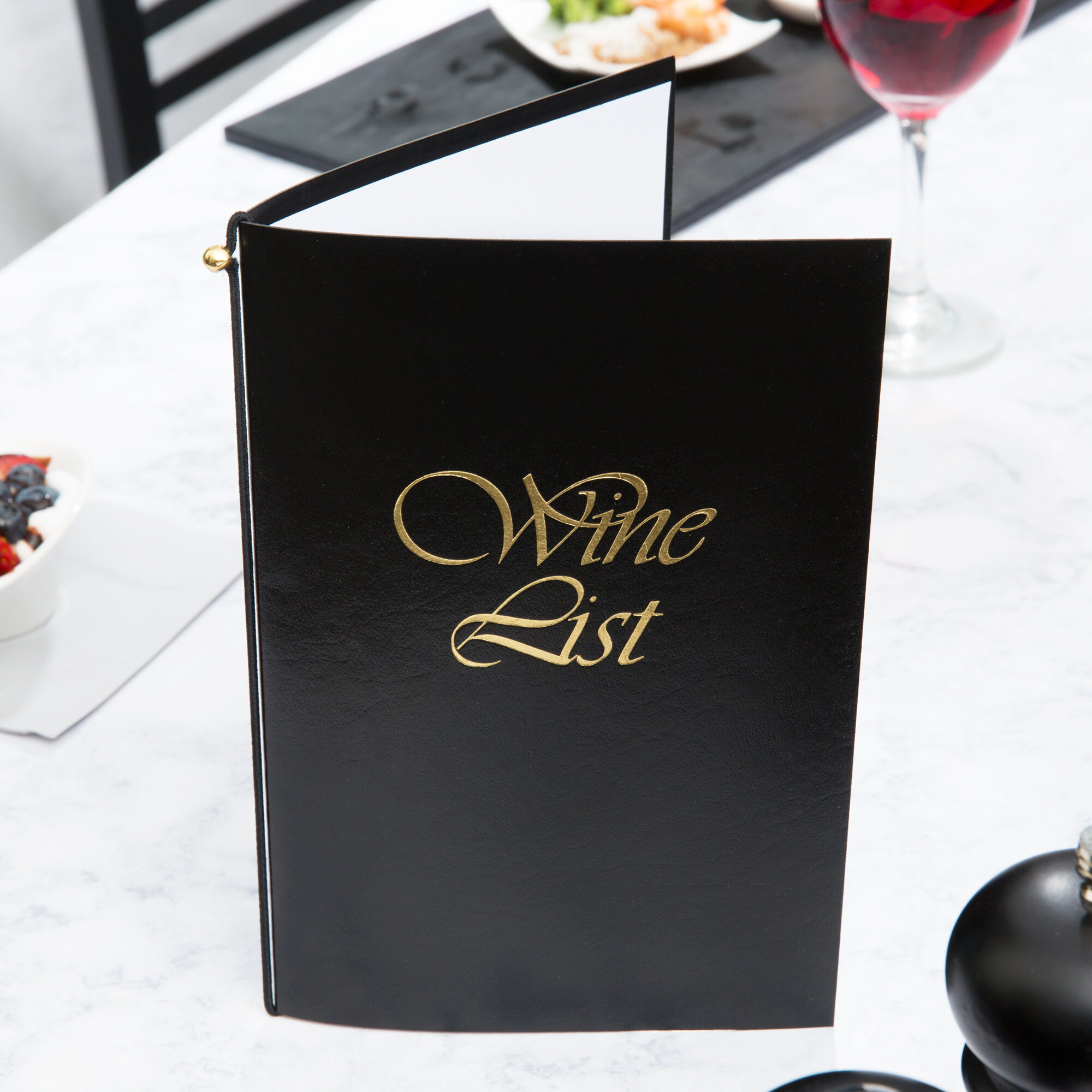 Menu Solutions L702A 5 1/2" x 8 1/2" Black Wine List Cover