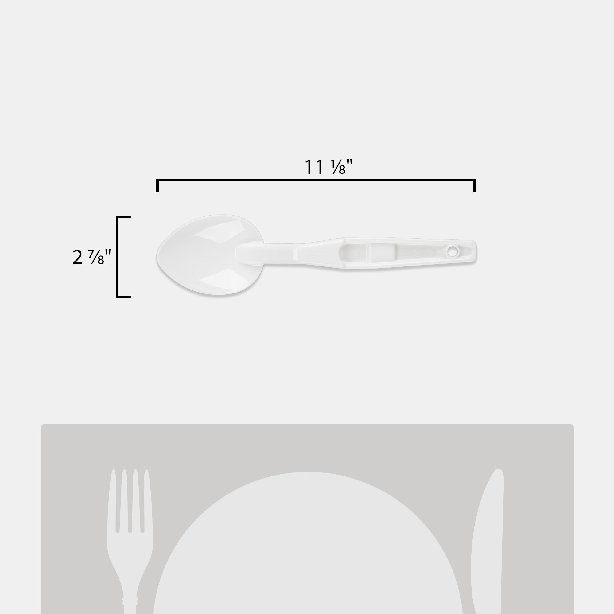 Cambro SPO11CW 11" White Camwear Solid Salad Bar / Buffet Spoon