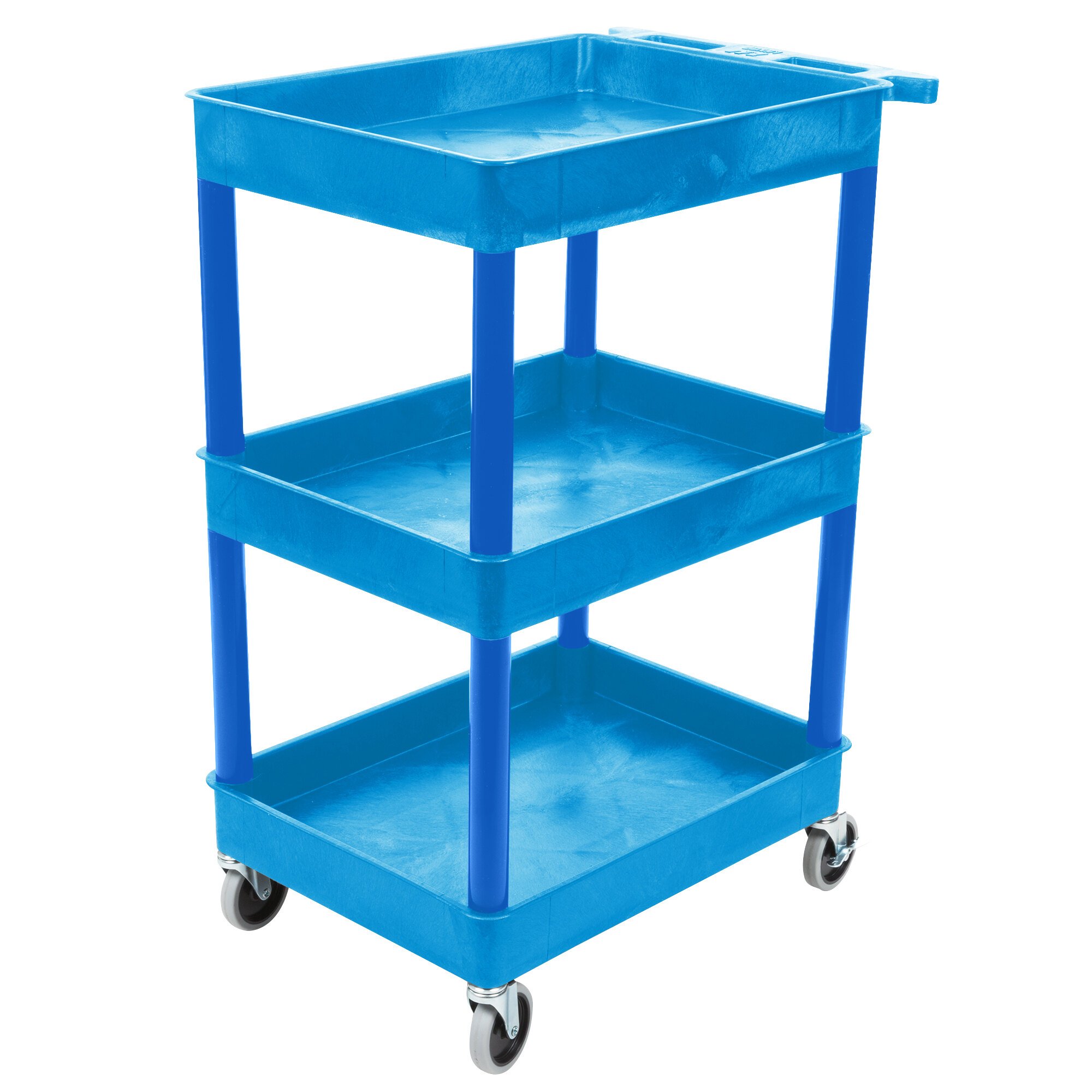 Luxor BUSTC111BU Blue 3 Tub Utility Cart - 18" x 24" x 38 1/2"