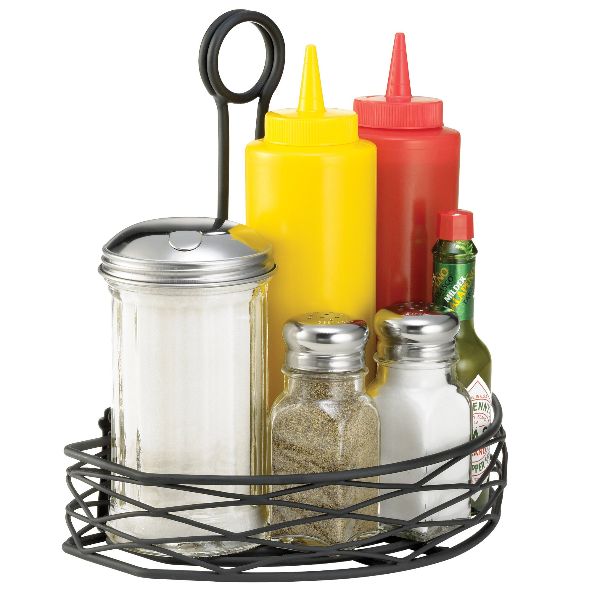 Tablecraft BK167912 Artisan Versa 5 3/4" Black Wire Half Condiment Caddy