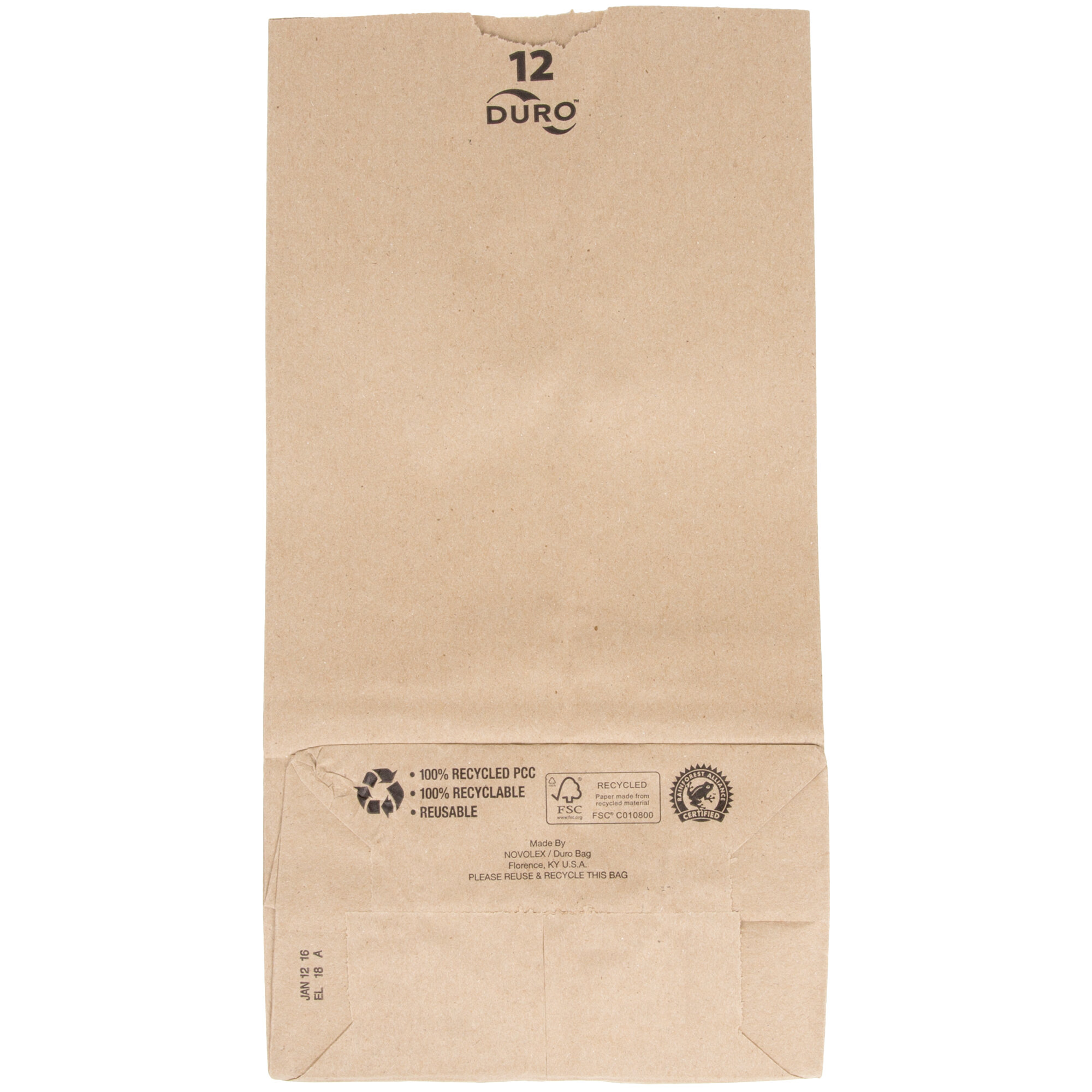 Duro 12 lb. Brown Paper Bag - 500/Bundle