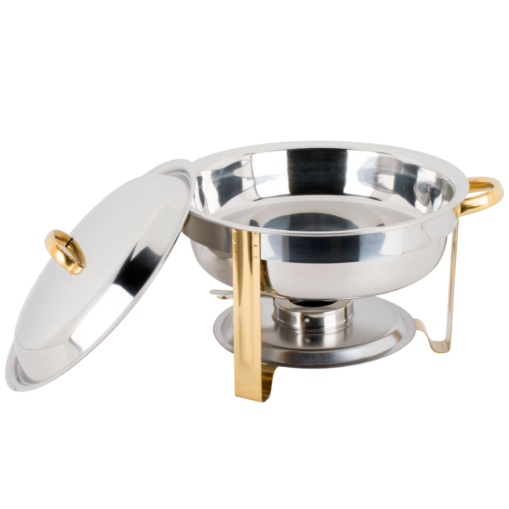 Choice 4 Qt. Round Chafer with Gold Accents - WebstaurantStore