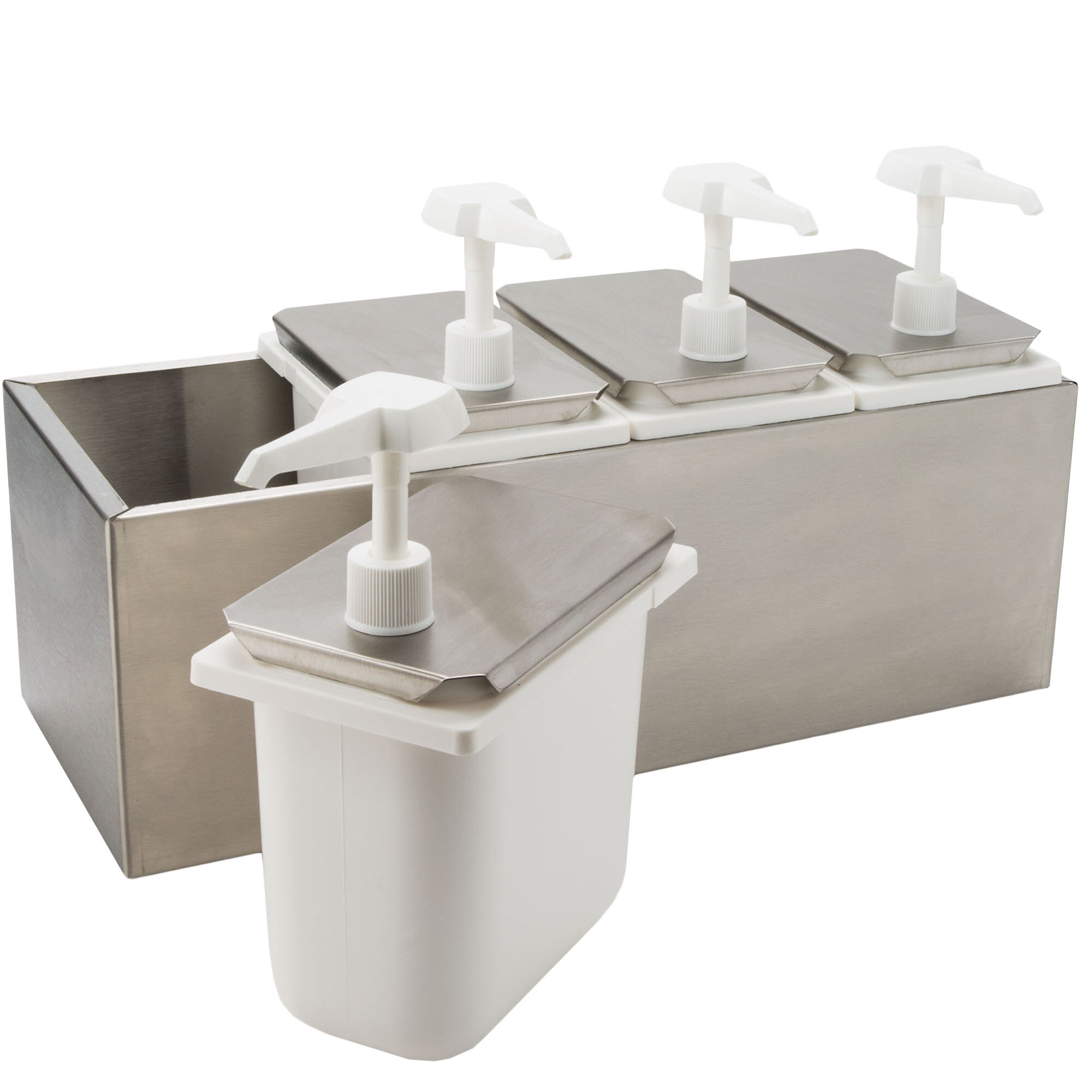 Carlisle 38504 10 Qt. Condiment Dispenser Rail with 4 Standard Pumps