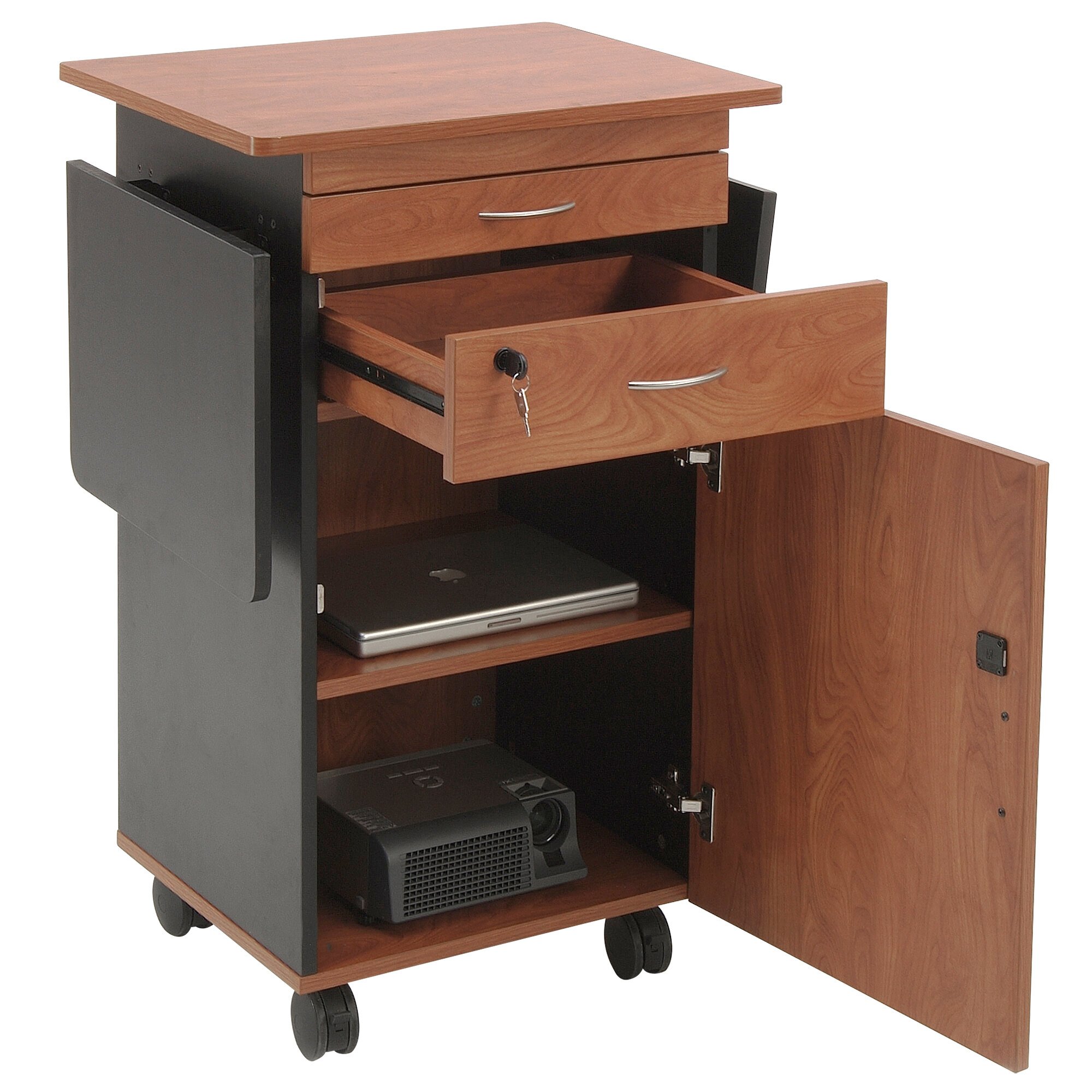 Oklahoma Sound MMC Cherry / Black Finish Multimedia Cart