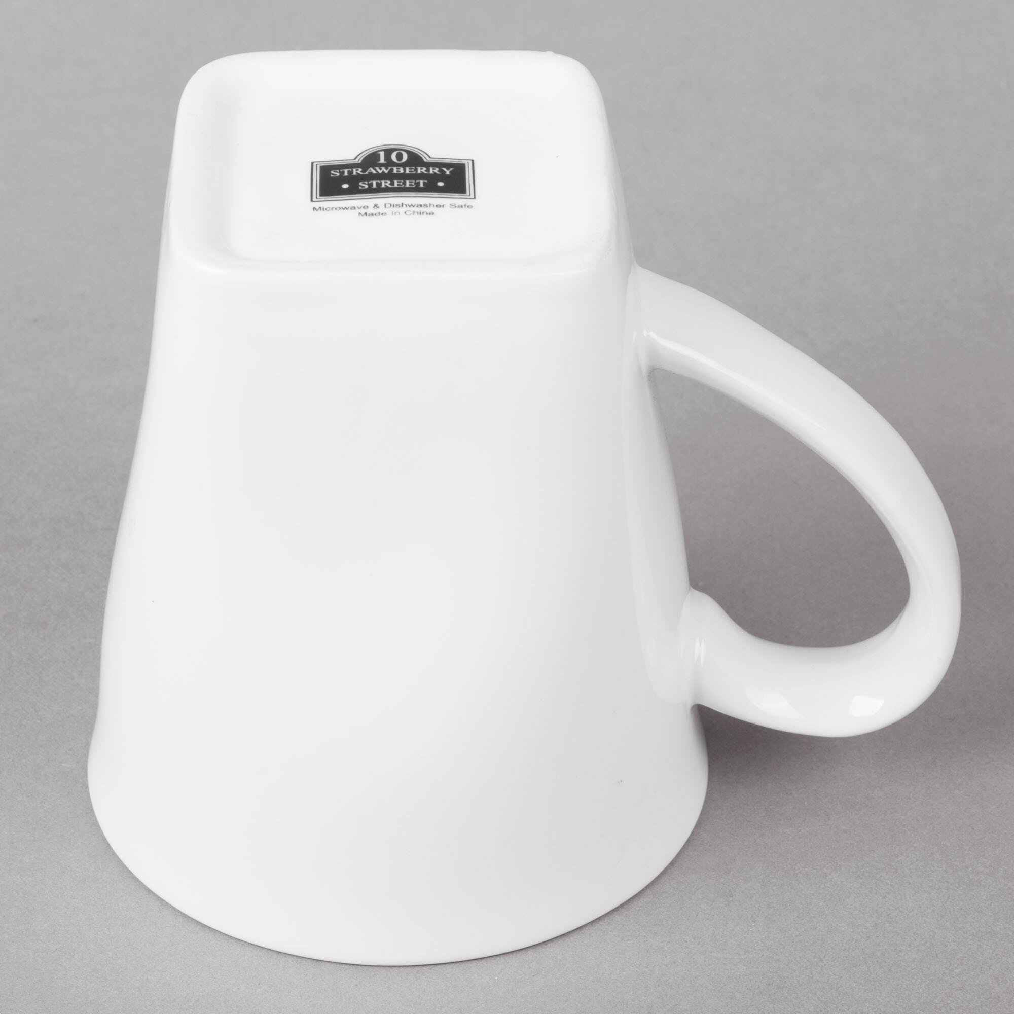 10 Strawberry Street WTR-SQMUG Whittier 8 oz. White Square Porcelain ...