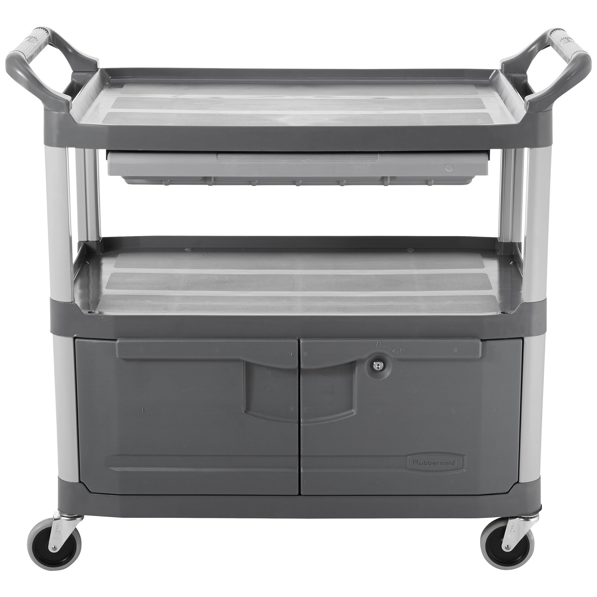 Rubbermaid FG409400GRAY Xtra Gray 300 lb. Instrument Cart with Lockable ...