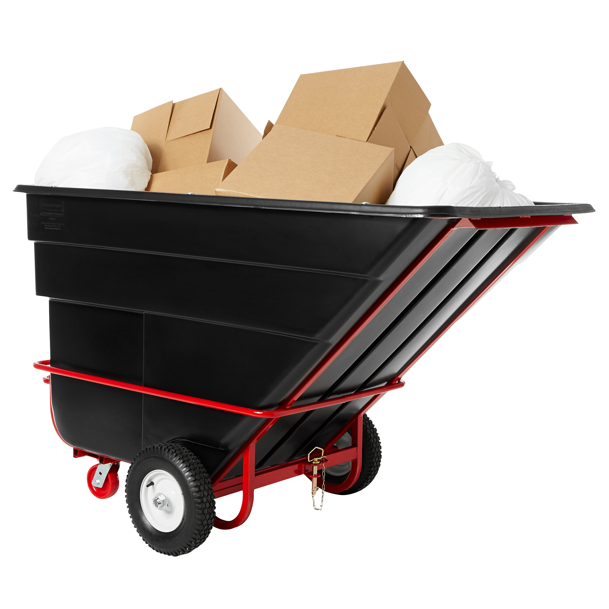 Rubbermaid FG102641BLA Black 1.5 Cubic Yard Towable Trainable Tilt ...