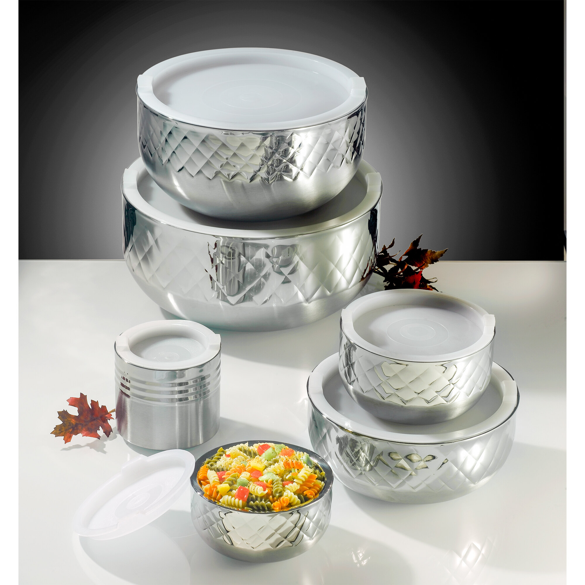 Bon Chef 9320DI Diamond Collection Cold Wave 10.10 Qt. Triple Wall Bowl ...