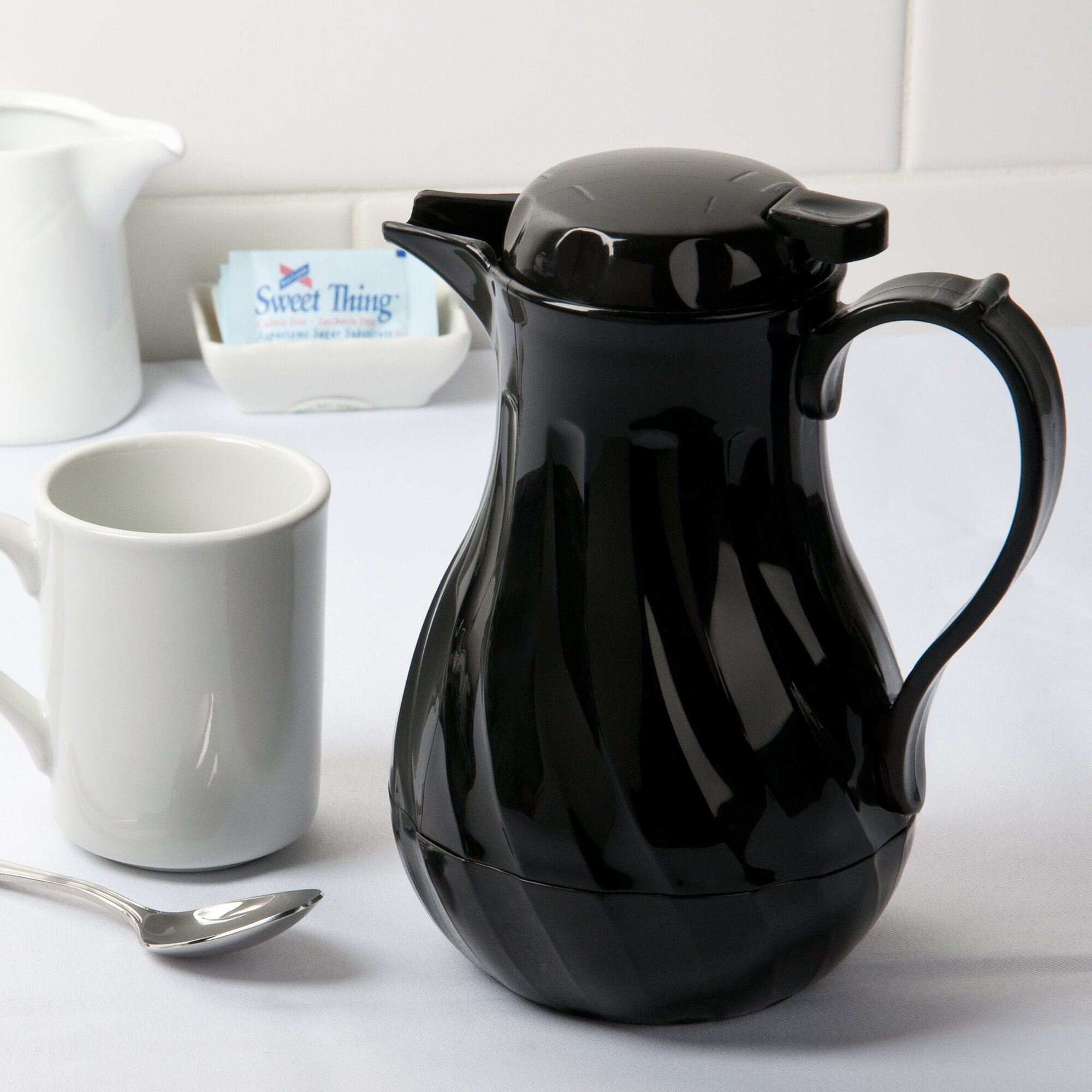 Choice 42 oz. Black Swirl Thermal Coffee Carafe / Server